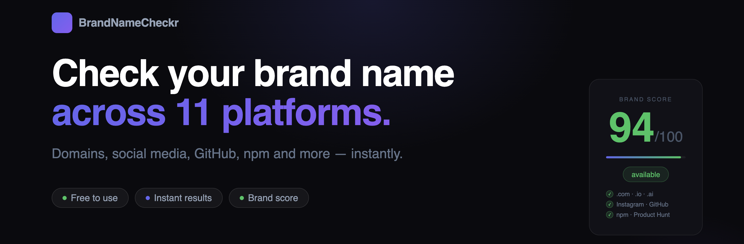 BrandNameCheckr — Free Brand Name Availability Checker